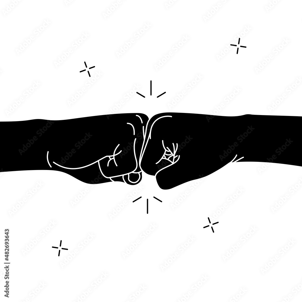 International friendly bumping of clenched fists together. Greeting ...