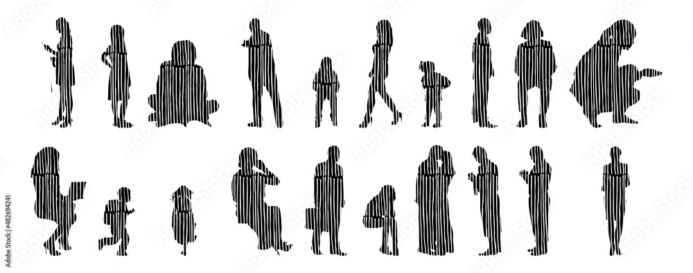 Stockvector Vector Illustration Outline Silhouettes Of People Contour