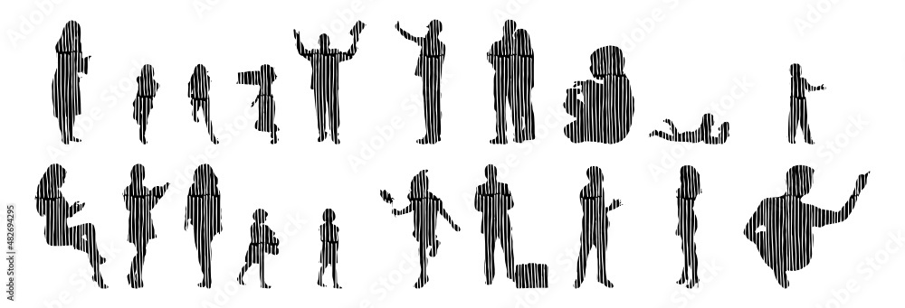 Stockvector Vector Illustration Outline Silhouettes Of People Contour