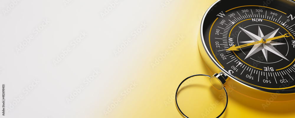 compass located on the right on a yellow-white background with free ...