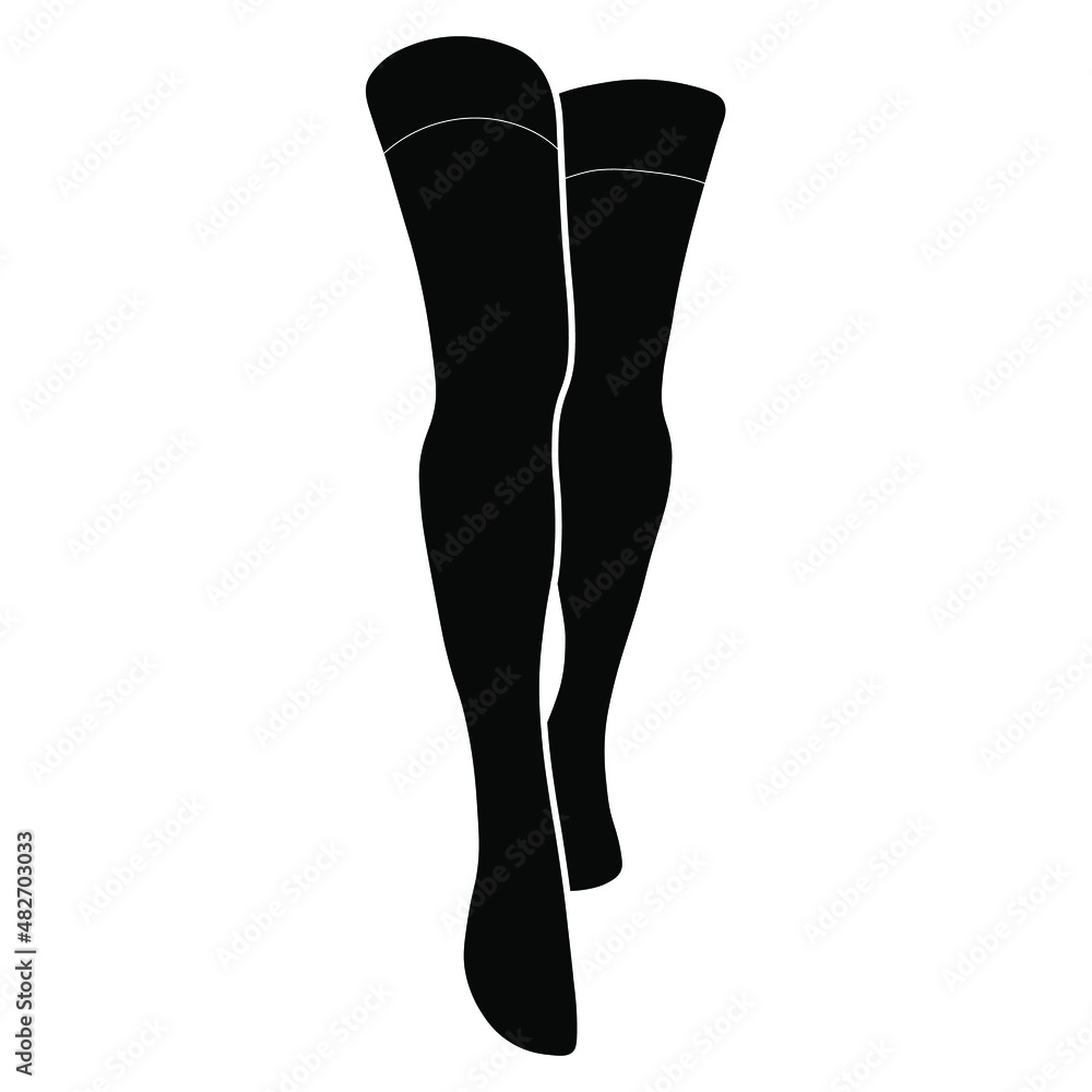 Women stocking silhouette simple minimalist vector icon. Female legs ...