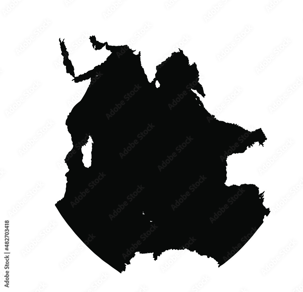 Indian ocean map vector silhouette illustration isolated on white ...