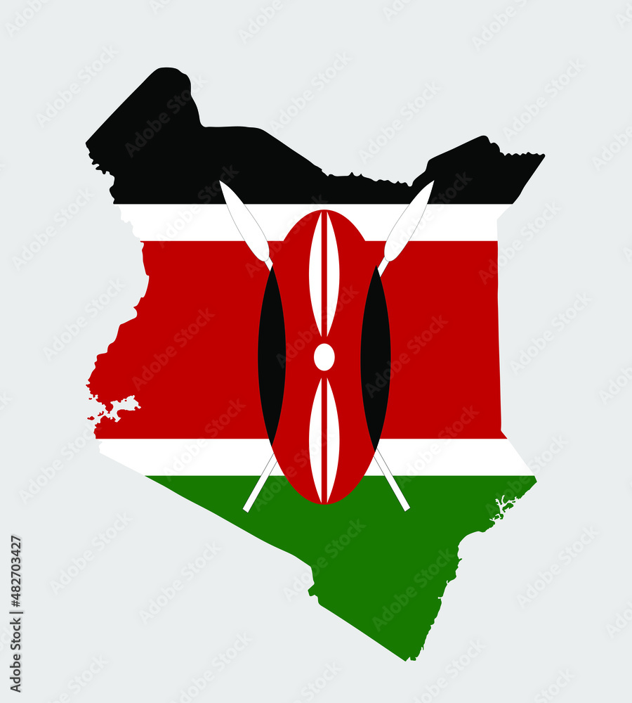 Kenya map flag vector silhouette illustration isolated on white ...