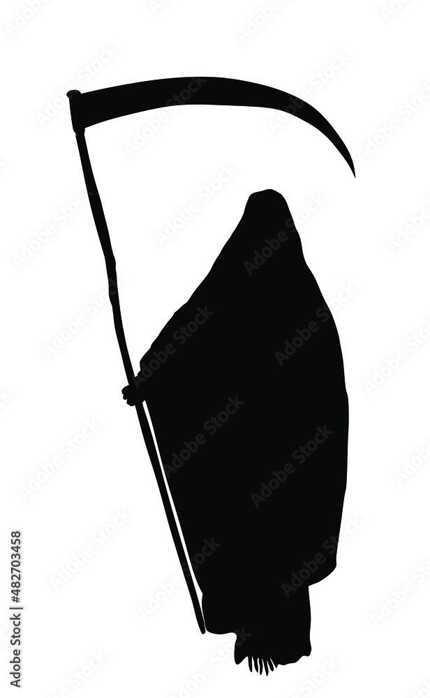 Grim reaper with scythe vector silhouette illustration isolated on ...