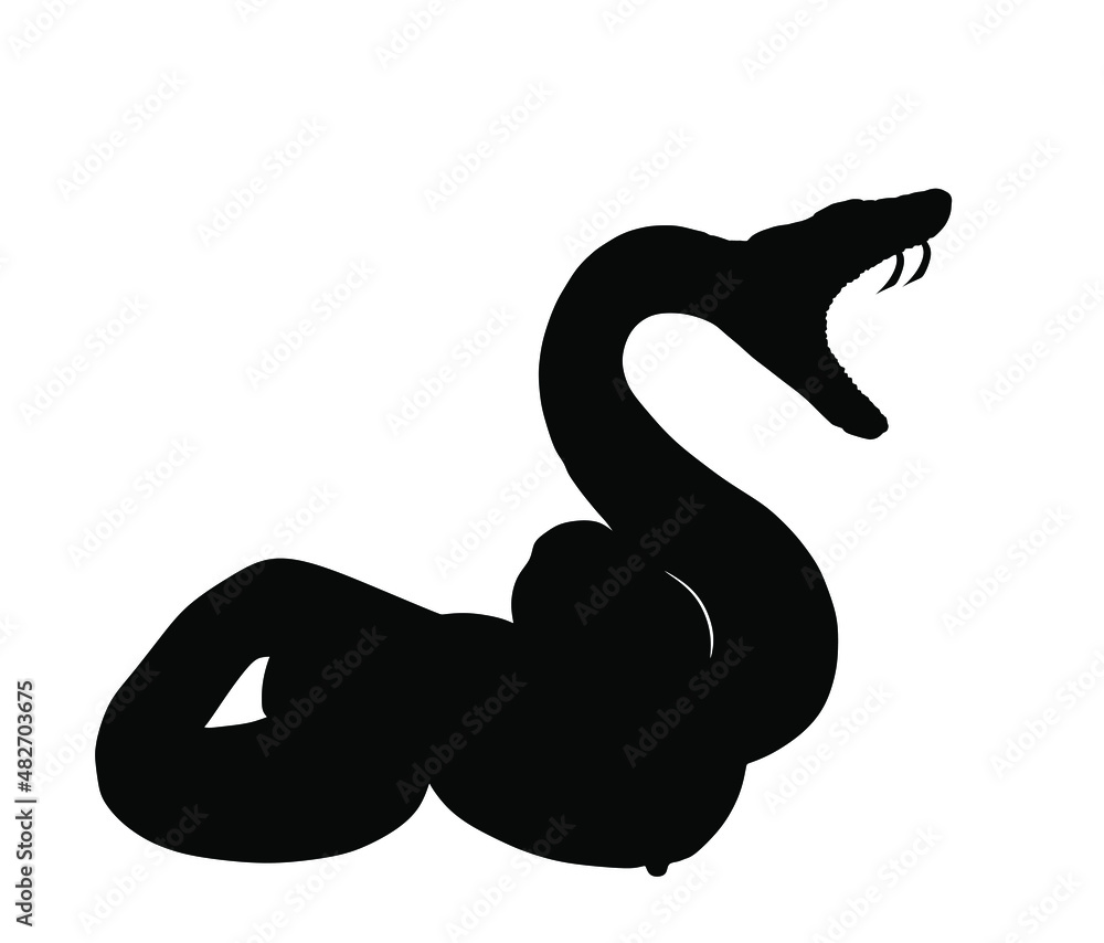 Curl snake attack prey vector silhouette illustration isolated on white ...