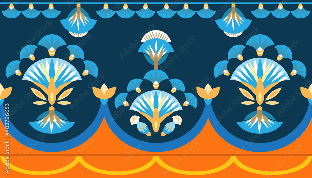 Seamless pattern vector illustration of the Egyptian ancient ornament ...