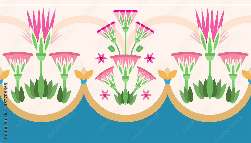 Seamless pattern vector illustration of the Egyptian ancient ornament ...