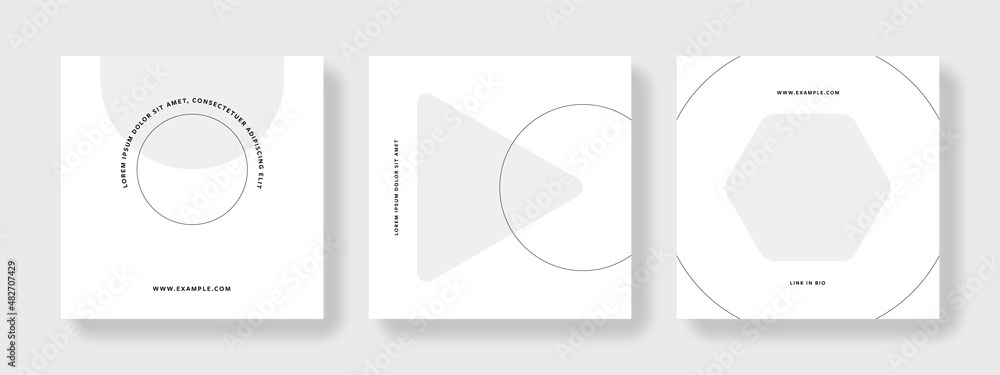 vector social media templates with photo placeholders, minimal square ...