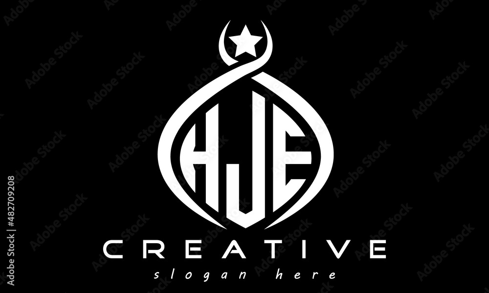 Vetor de HJE three letters monogram curved oval initial logo design ...
