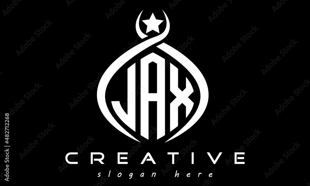 JAX three letters monogram curved oval initial logo design, geometric ...