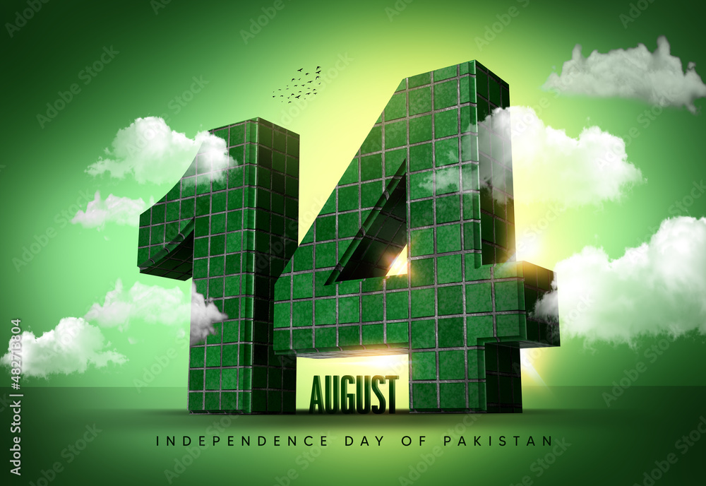 14 August Poster, Independence Day of Pakistan, 3D illustration. Stock ...