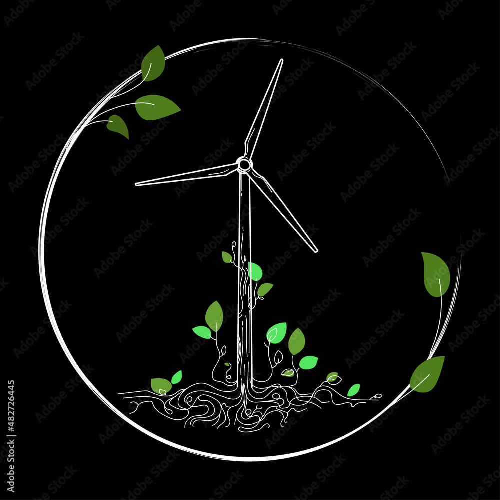Abstract wind turbine logo for web design background.Eco energy ...