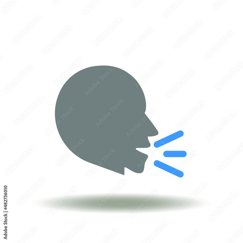 Vetor de Vector illustration of head screaming. Icon of reprimand ...