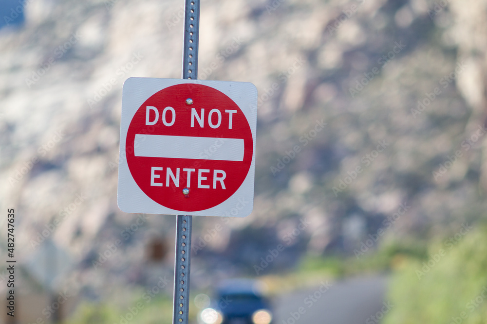 Do Not Enter metal traffic red circle on white square road sign ...