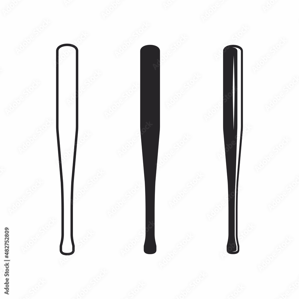 Baseball bat silhouette. Vector illustration, isolated on white ...