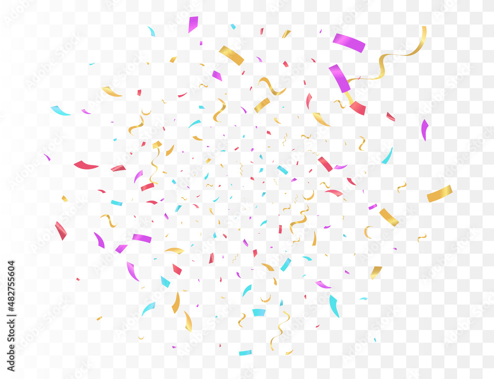 Confetti burst explosion On Transparent Background Color flying ribbons ...