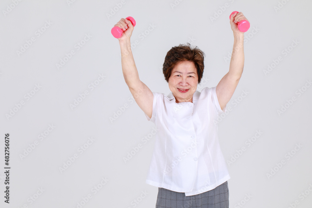 Healthy and strong senior woman happy and enjoy sport exercise by ...