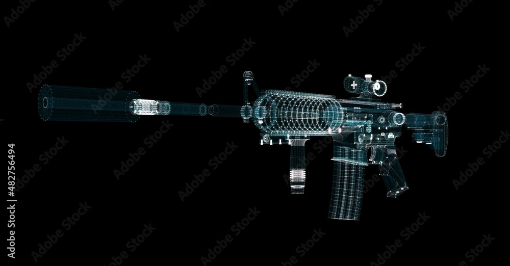 Submachine Gun Hologram. Weapon and Technology Concept Stock ...