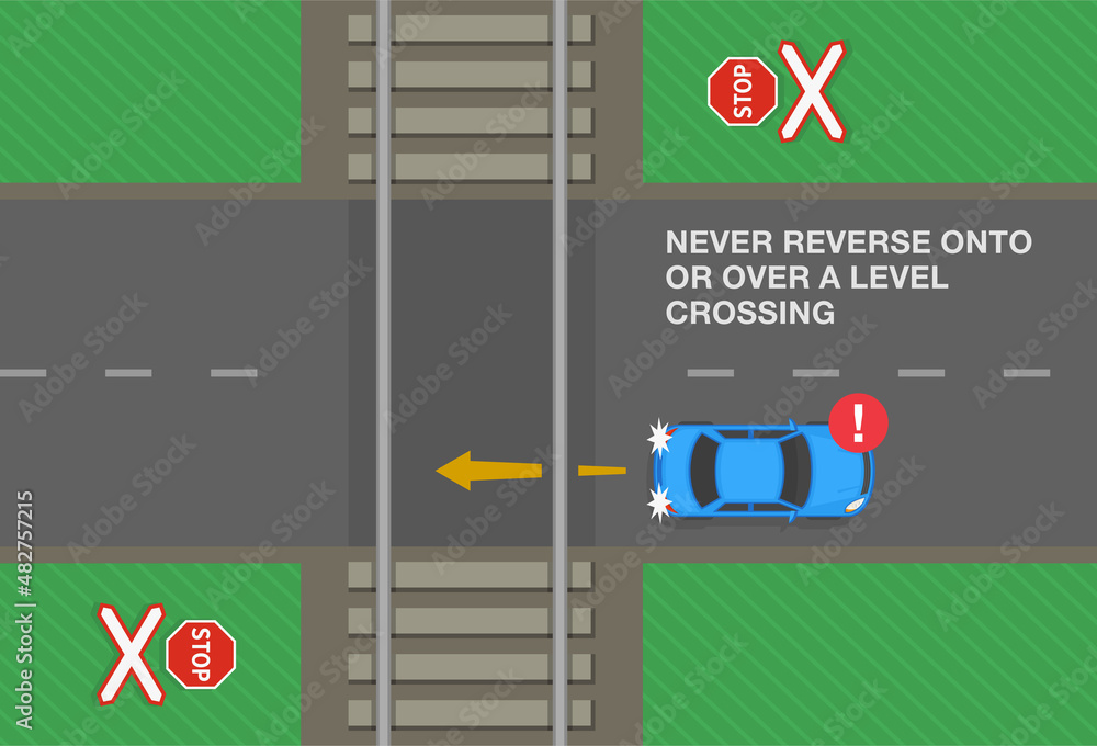 Safety car driving rules. Never reverse onto or over a level crossing ...