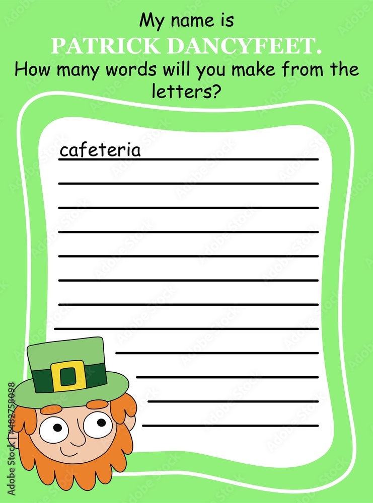 St Patrick day word game for kids in English vector illustration. Funny ...