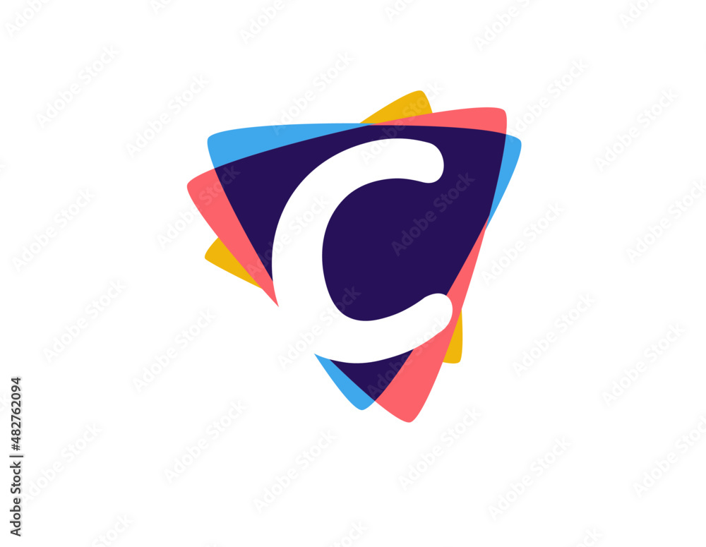 Letter C logo in dynamic triangle intersection shape. Vector icon ...