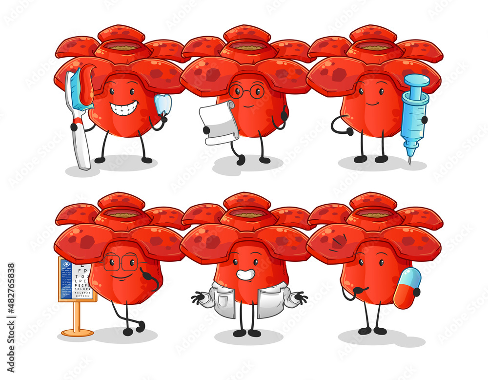Rafflesia arnoldii doctor group character. cartoon mascot vector Stock ...