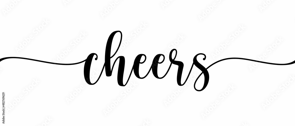 CHEERS - Continuous one line calligraphy with Single word quotes ...