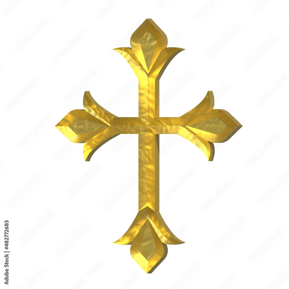 Gold Christian Cross Vintage Fleur De Lis Image Vector Logographic