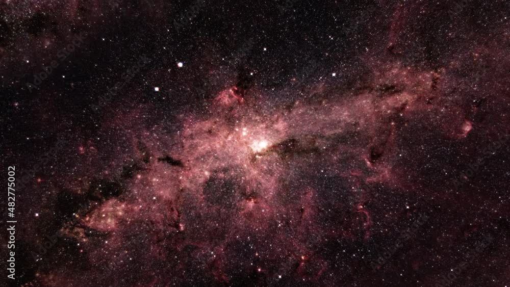 Loop Space galaxy travel exploration to glowing pink mysterious nebula ...
