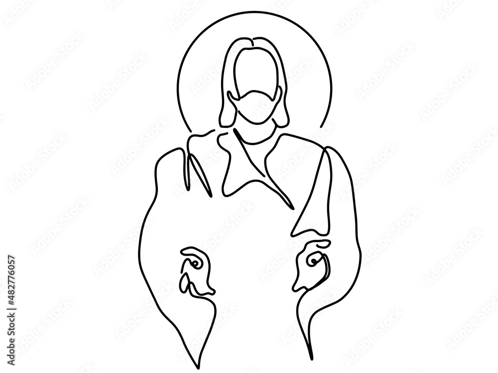 Continuous line drawing of Jesus Christ vector illustration Testament ...