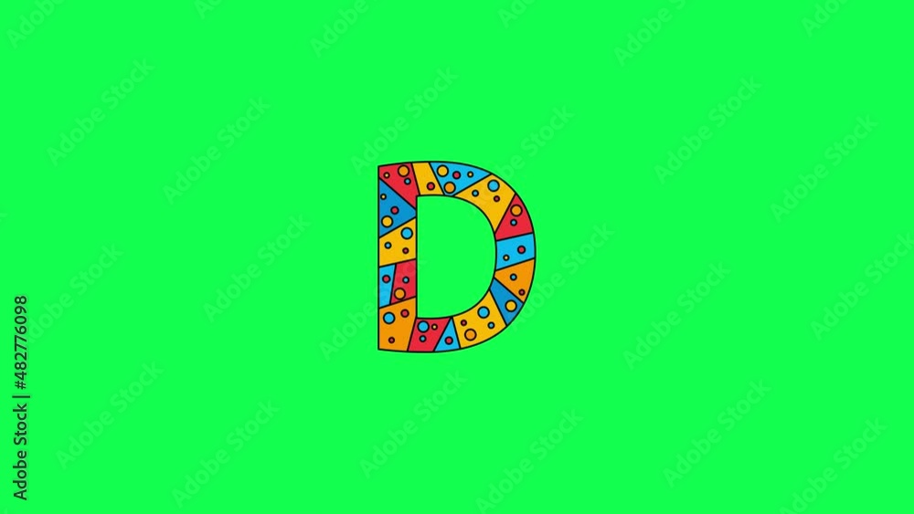 Letter D. Animated unique font made of circles and triangles, polygons ...