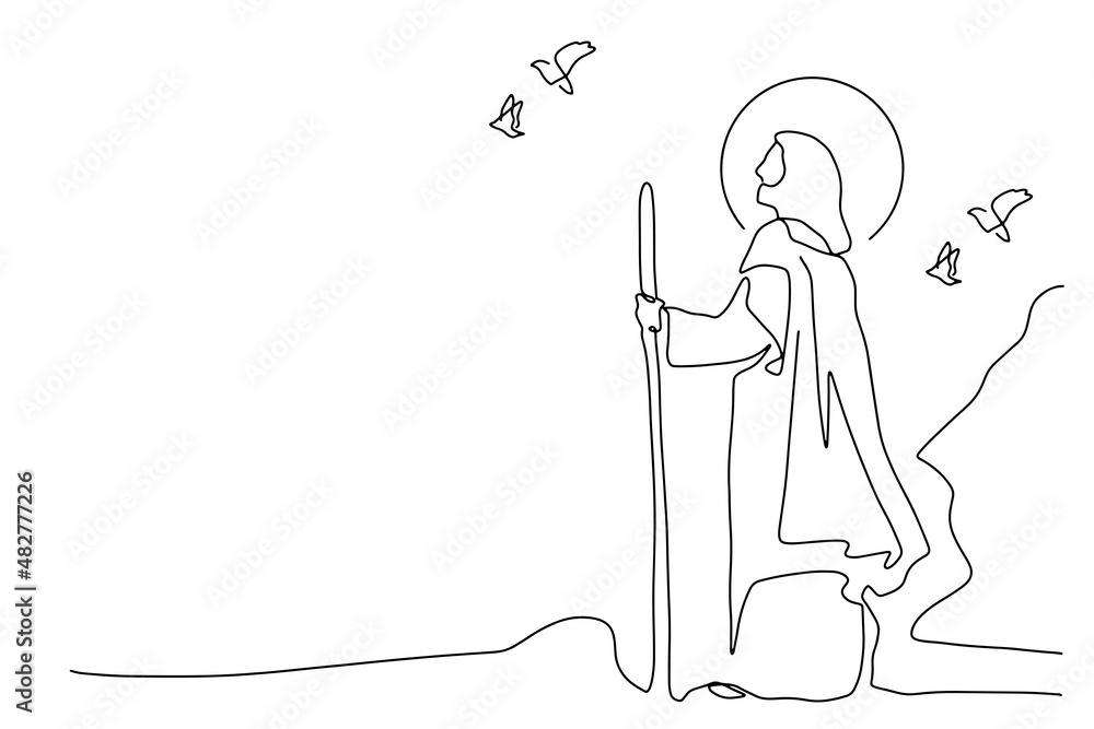Continuous line drawing of Jesus Christ vector illustration Testament ...