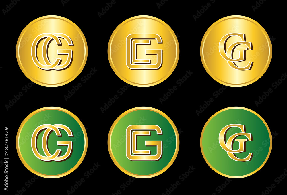 GC logo icon design in vector format with letter gc and gold coins ...