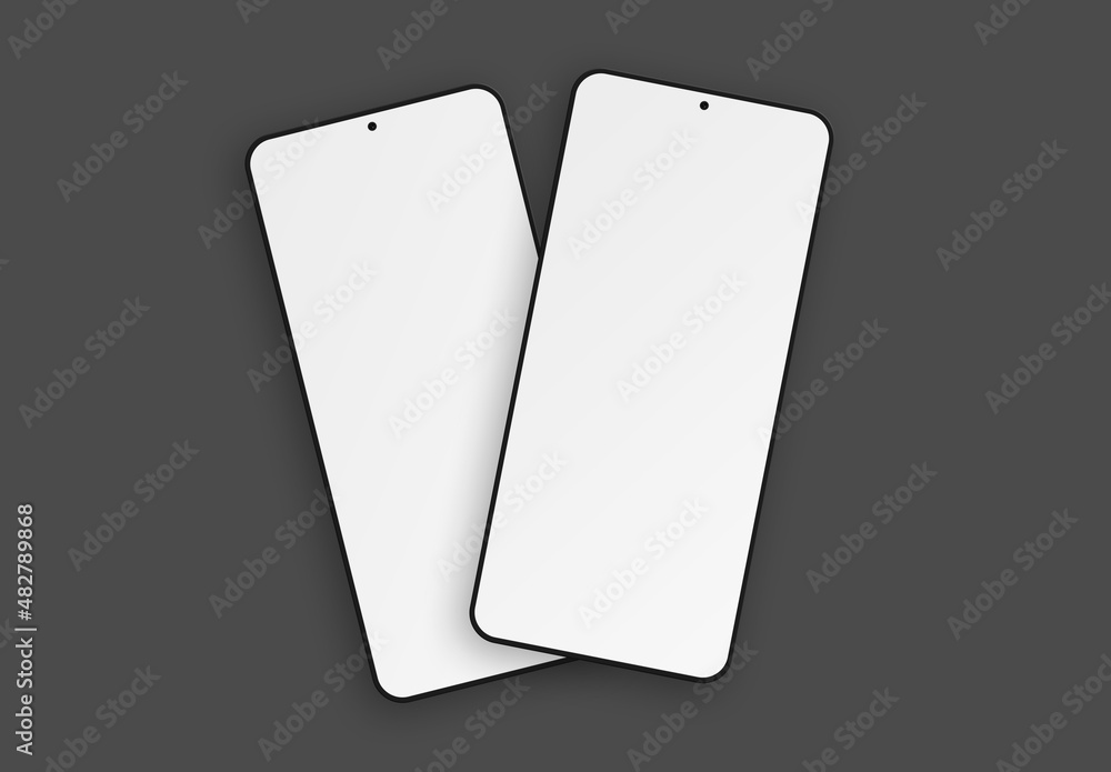 Simple and clean isolated smartphone screen Mockup. White mobile phone ...