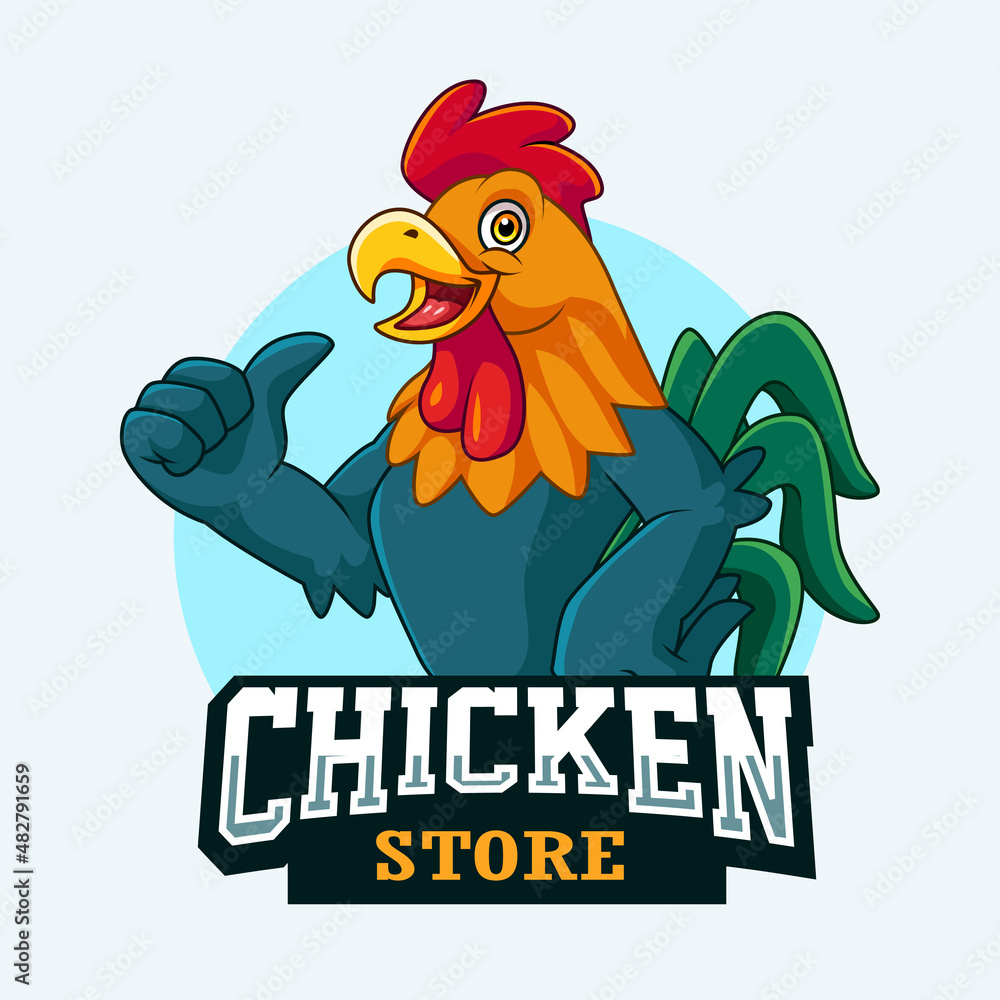 Cartoon green rooster mascot isolated on white background Stock Vector ...