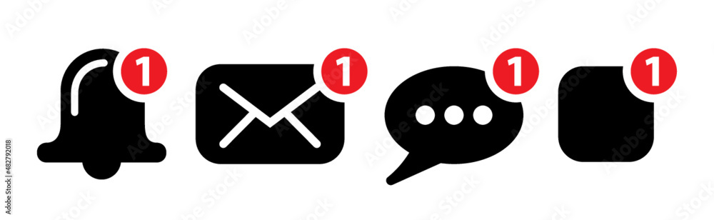 Simple notification icon set isolated on white background. Push ...