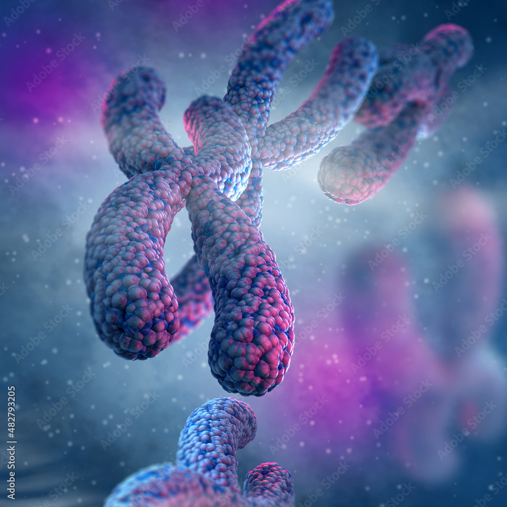 Medical background, human x chromosome, 3d rendering Stock Illustration ...