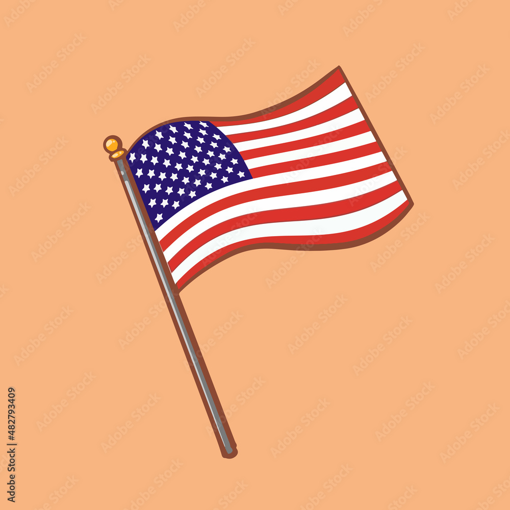 Hand drawn cartoon illustration of American flag Stock Vector | Adobe Stock