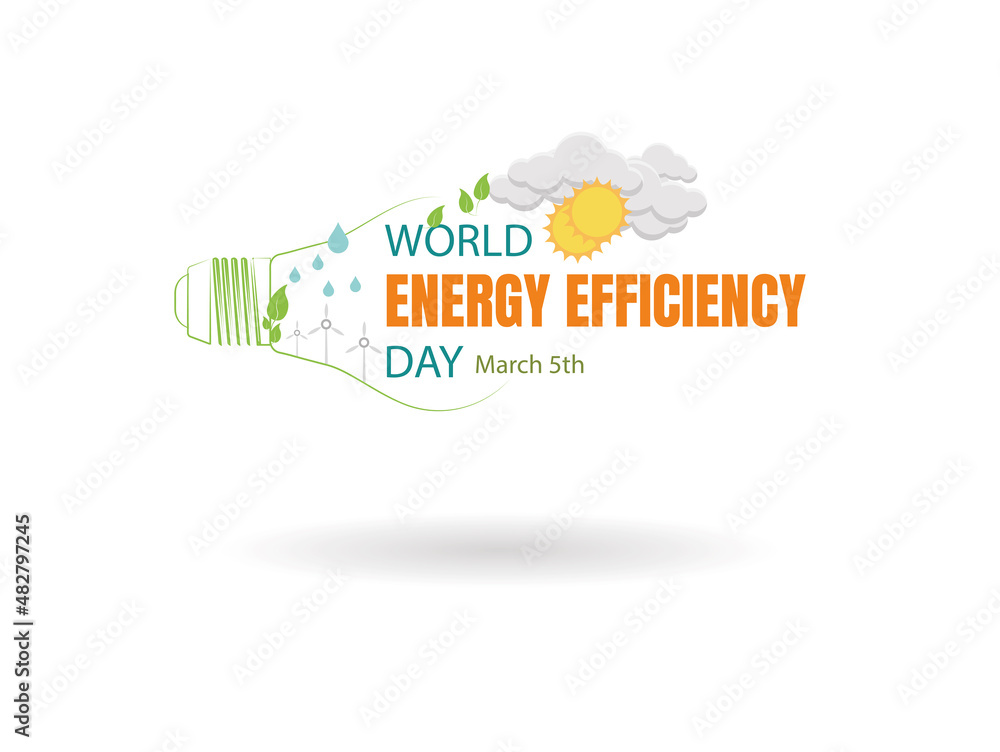 Vector world energy efficiency day.light bulb with green plant icon ...