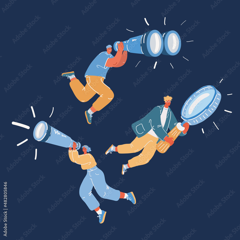 Vector cartoon illustration of Set of icons of people who looking ...