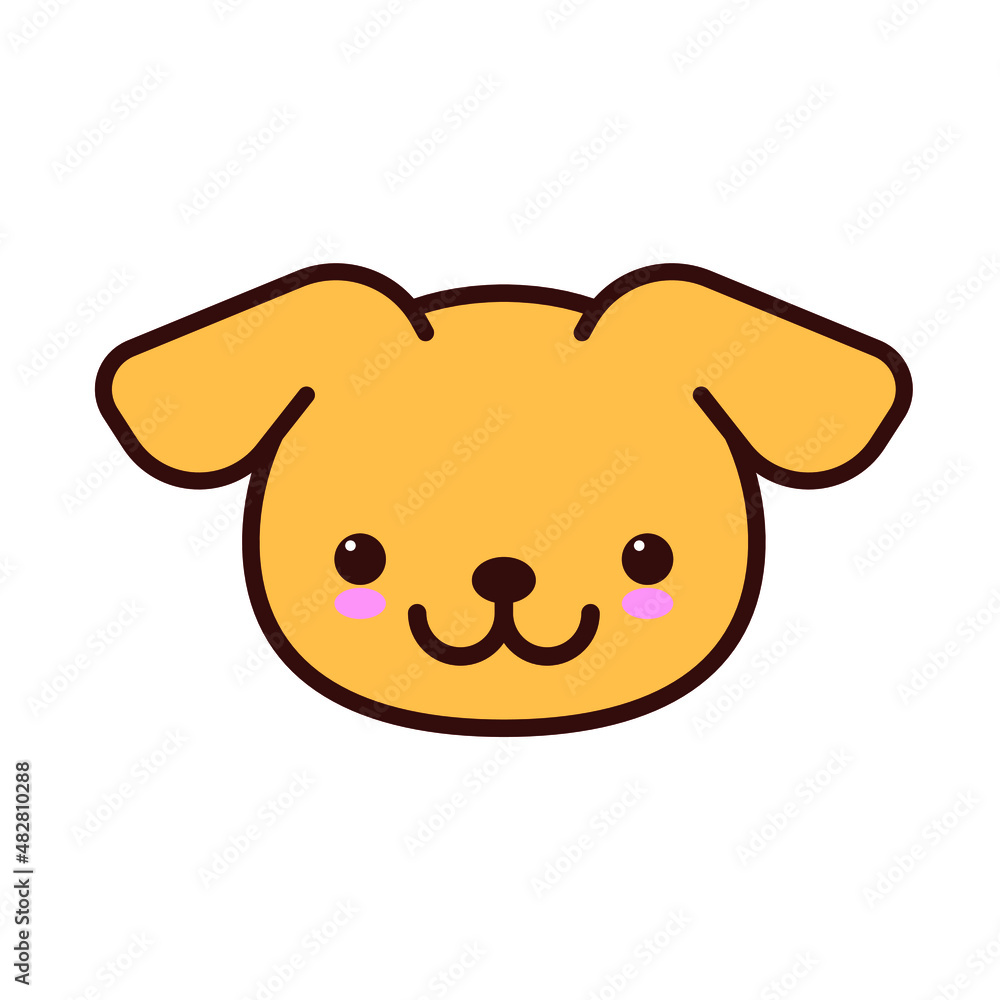 Cute kawai dog face, vector, 2d illustration Stock Vector | Adobe Stock