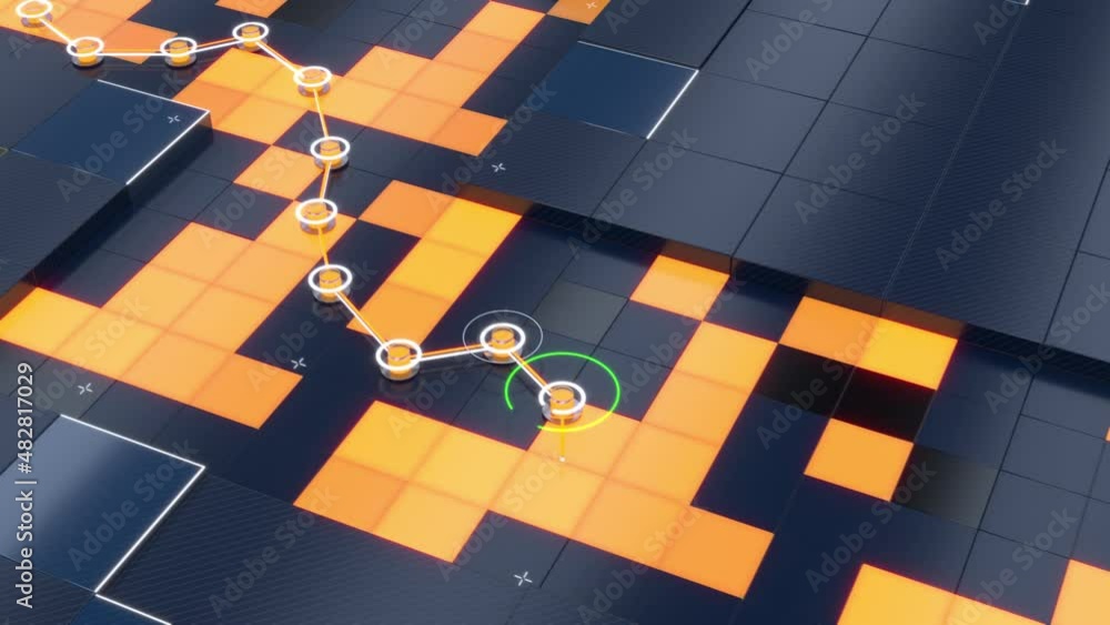 Falling line chart graph - business or financial concept animation. Hi ...