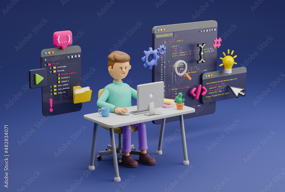 Programmer Developer Typing Script Source Languages Coding Symbols Icon Development Project Data