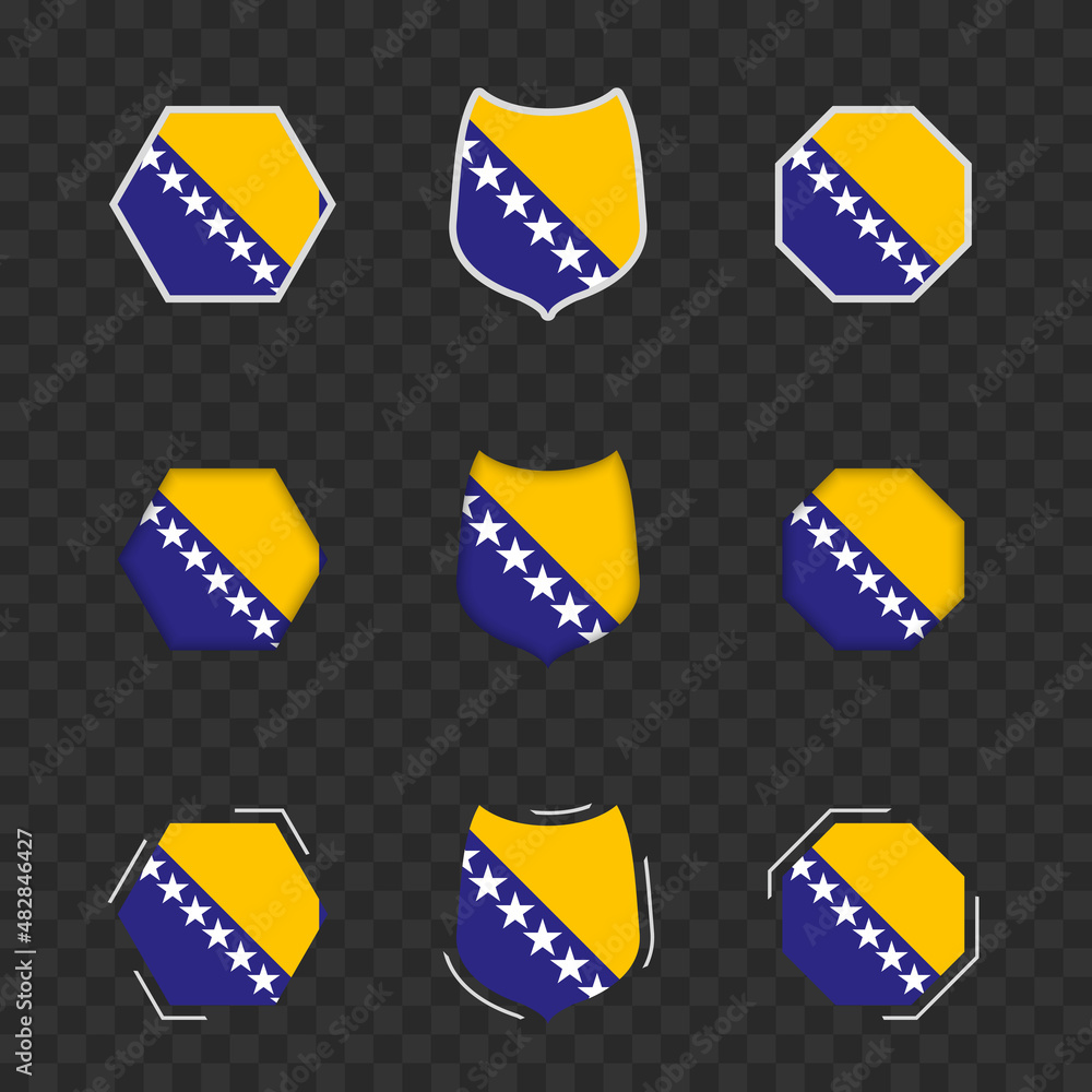 National symbols of Bosnia and Herzegovina on a dark transparent ...