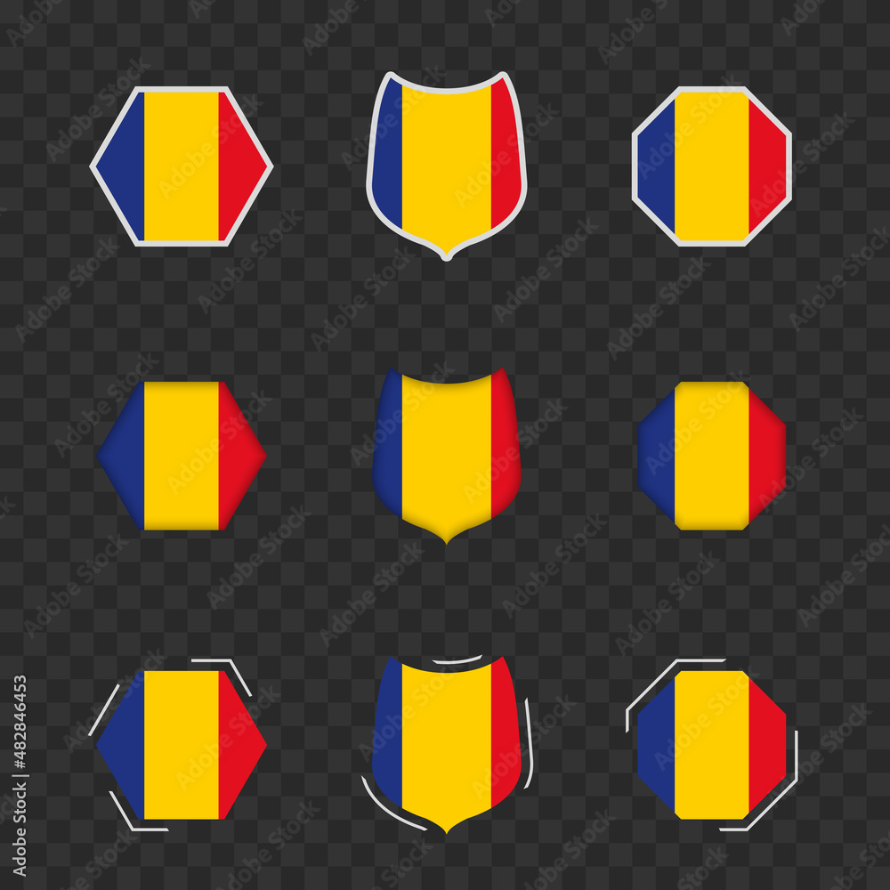 National symbols of Romania on a dark transparent background, vector ...