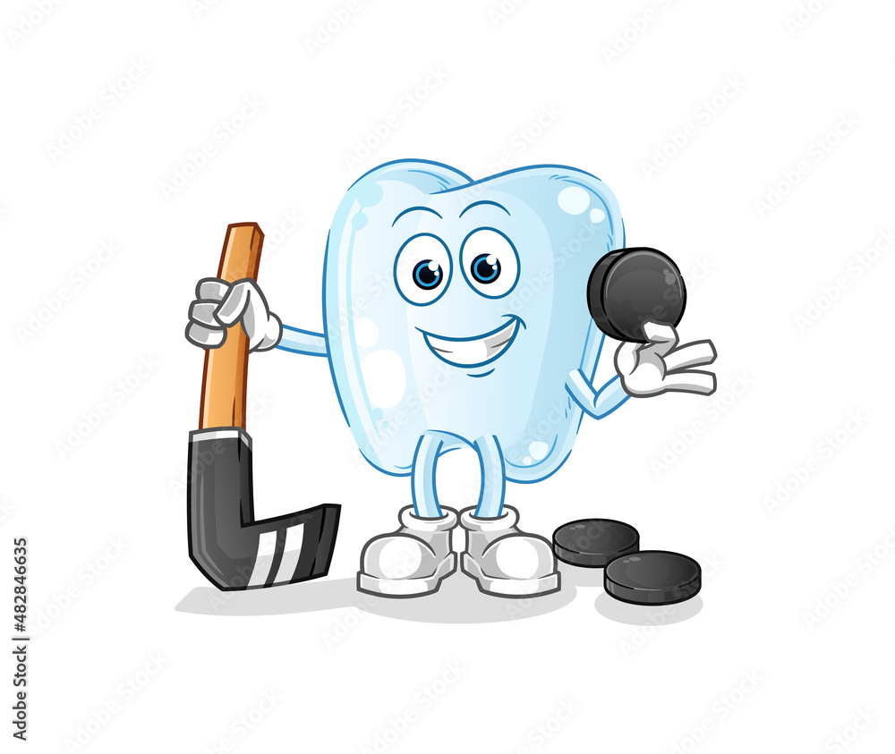 tooth playing hockey vector. cartoon character Stock Vector | Adobe Stock