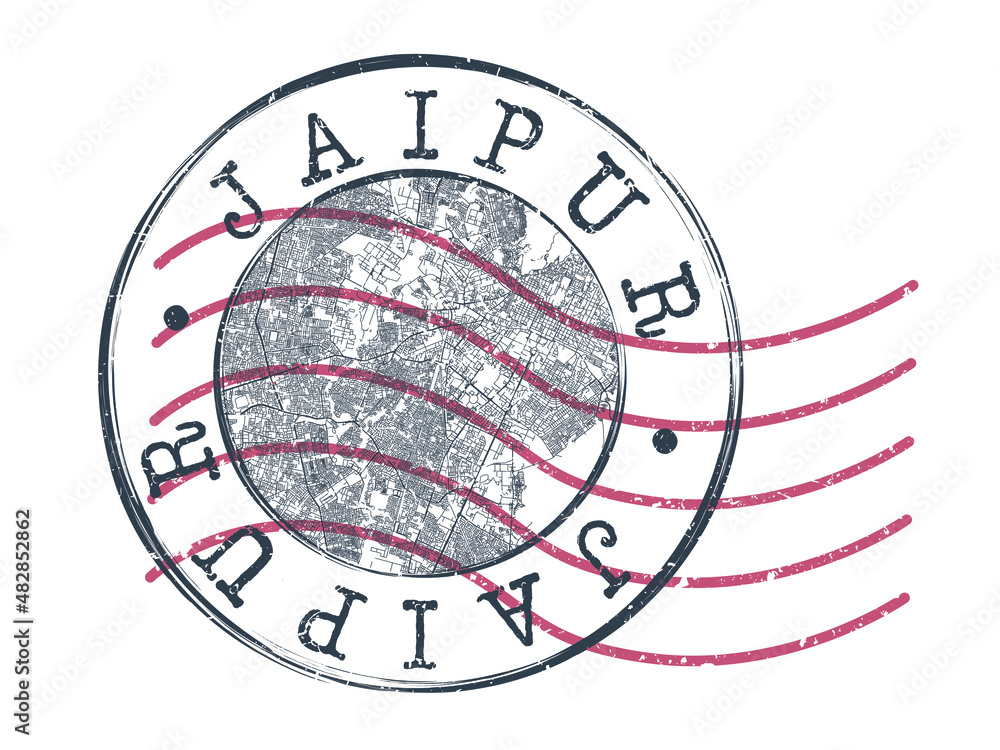 Jaipur, Rajasthan, India Stamp Map Postal. Silhouette Seal Roads and ...