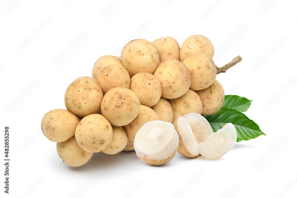 Long gong fruit or lansium parasiticum isolated on white background ...