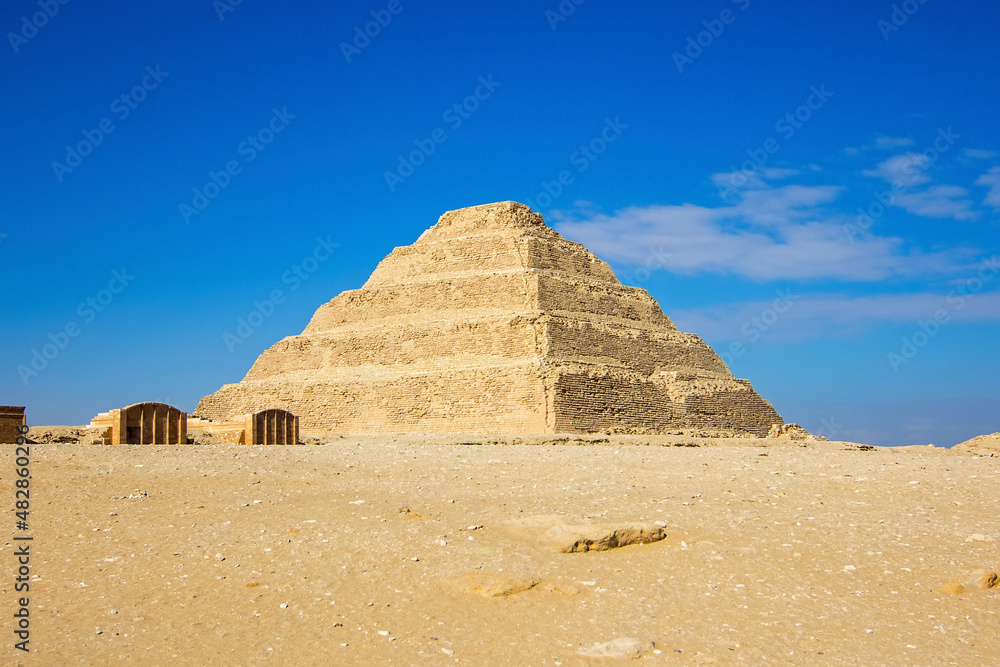 Pyramid of Djoser (Step Pyramid) is archaeological and historical site in the Saqqara necropolis ...
