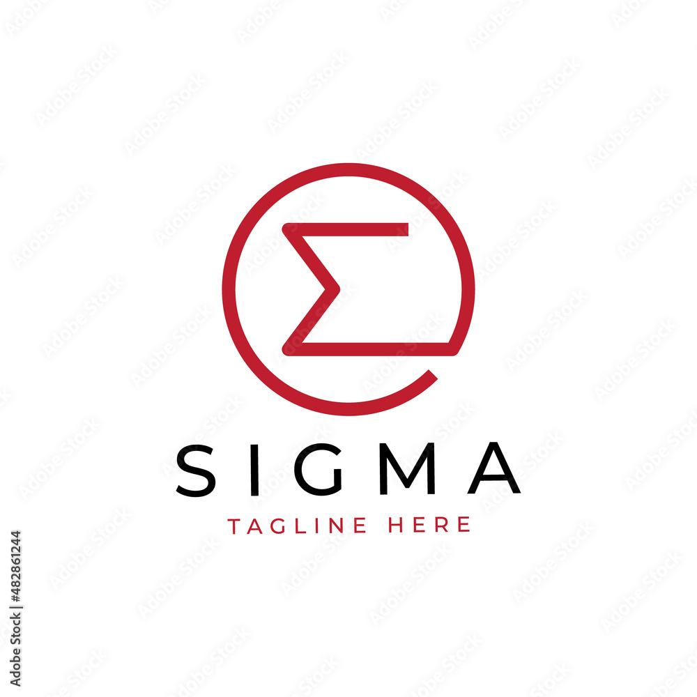 simple and unique red sigma in circle logo design Stock Vector | Adobe ...